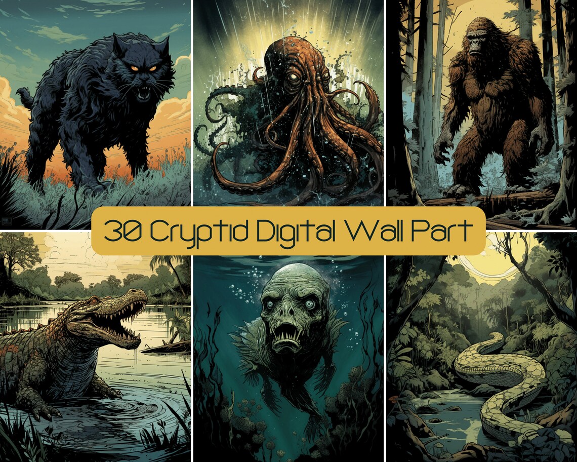 30 Cryptid Digital Wall Art Printable Greeting Card - Etsy