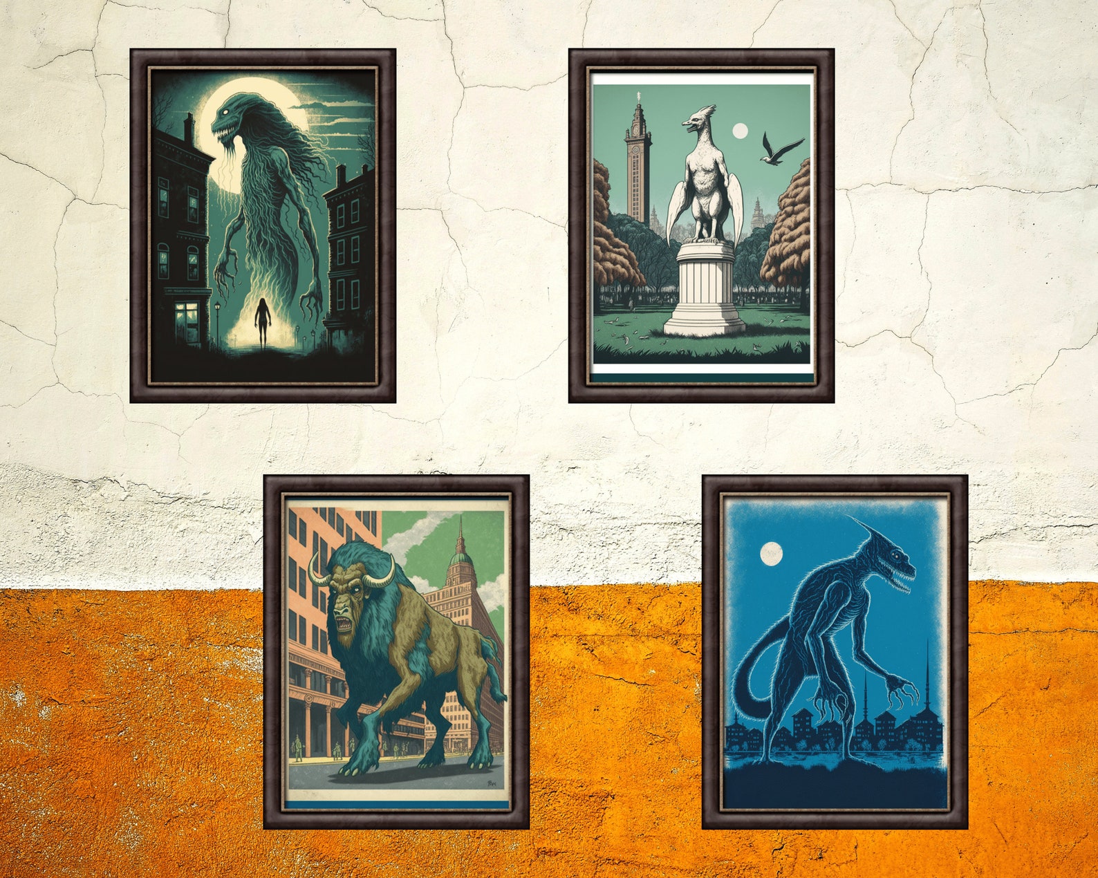 20 Cryptidcore Monster Prints, Gothic Horror Wall Art, SVG JPG (digital ...