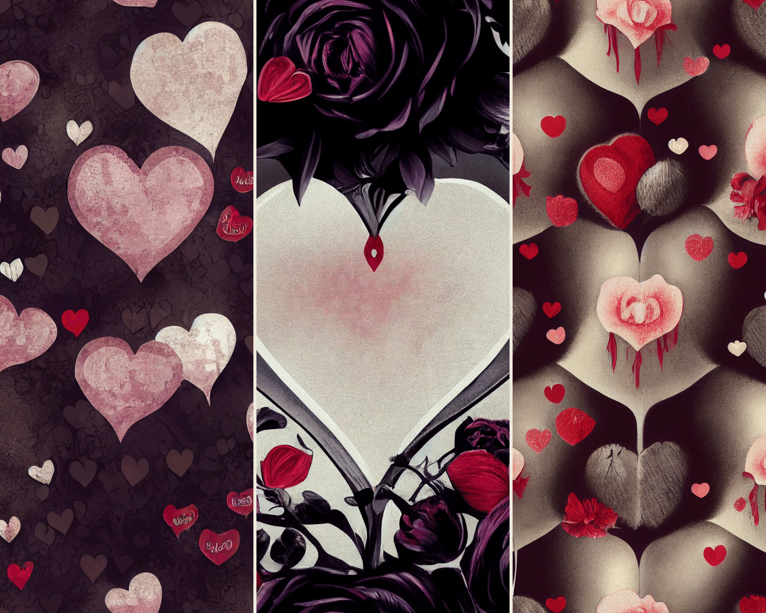 15 Purple Gothic Valentines Day Seamless Pattern, Goth Heart Skull SVG ...