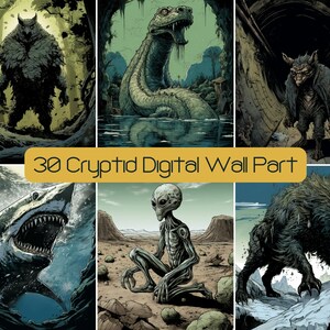 30 Cryptid Digital Wall Art, Printable Greeting Card, Cryptidcore ...