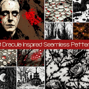 60 Dracula Seamless Pattern, Digital Scrapbook Paper Pack, Goth SVG JPG ...