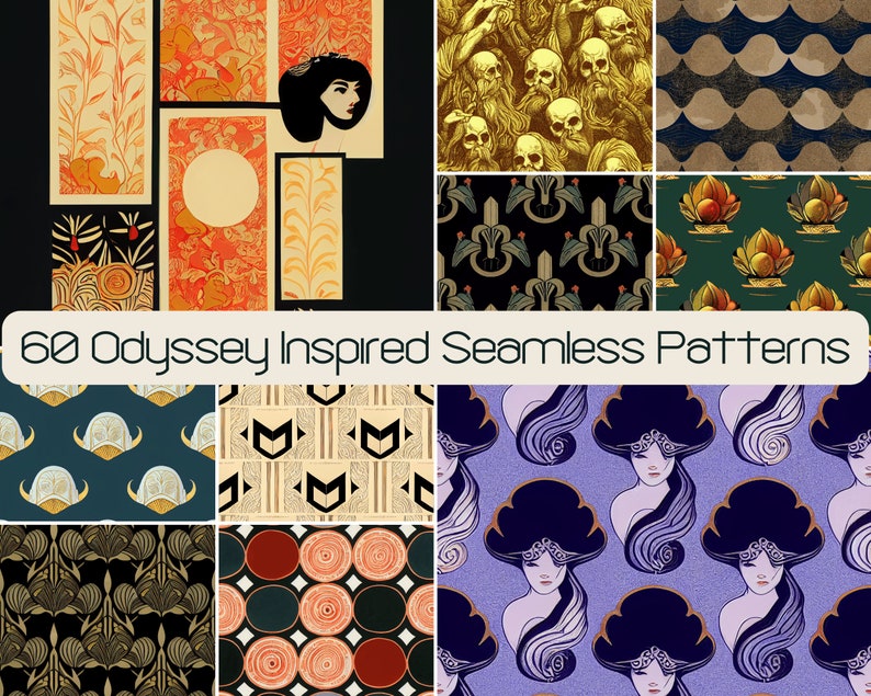 60 Odyssey Patterns, Digital Scrapbook Paper Pack, Greek Mythology ...