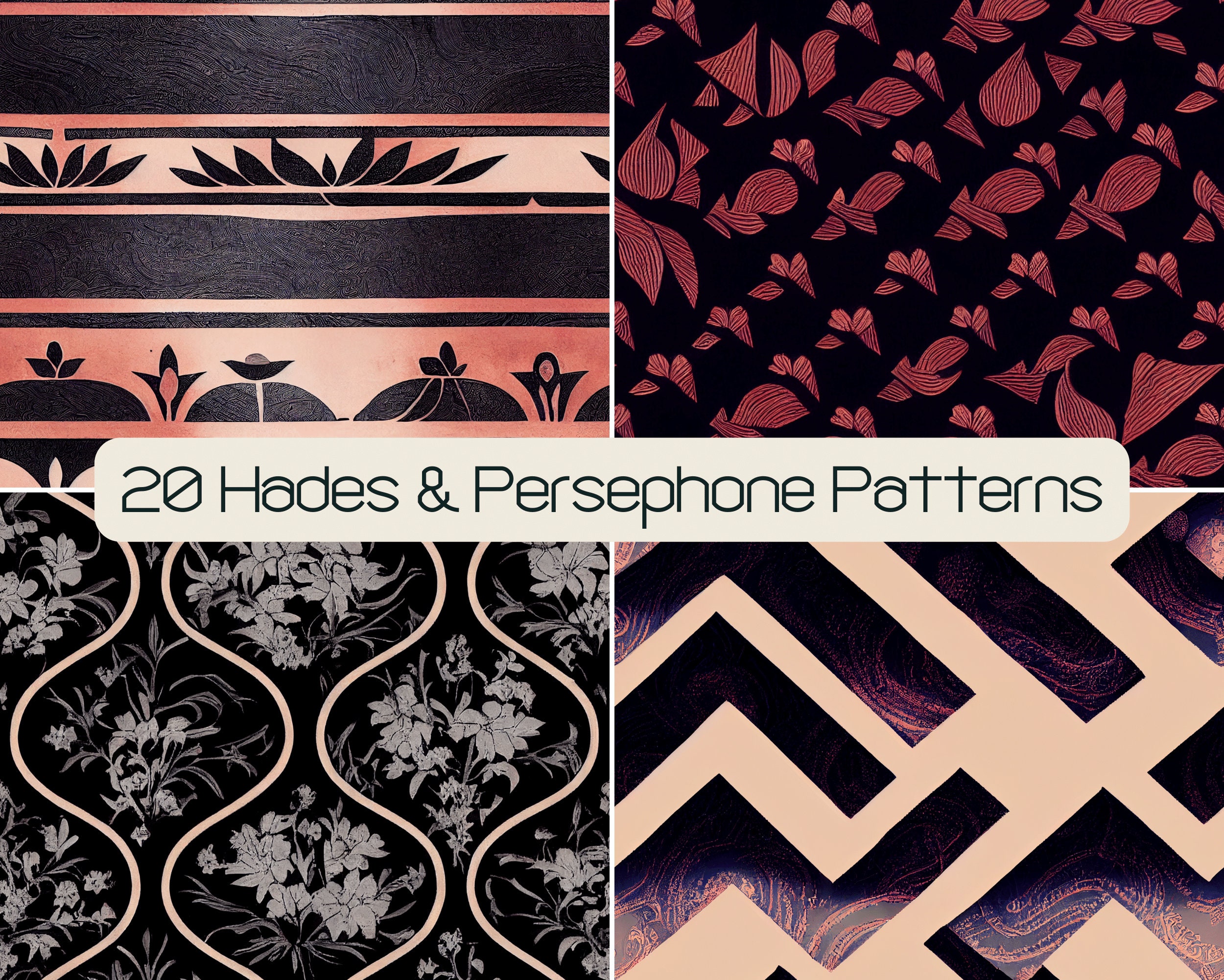 20 Hades and Persephone Patterns, Digital Scrapbook Paper Pack, Greek ...