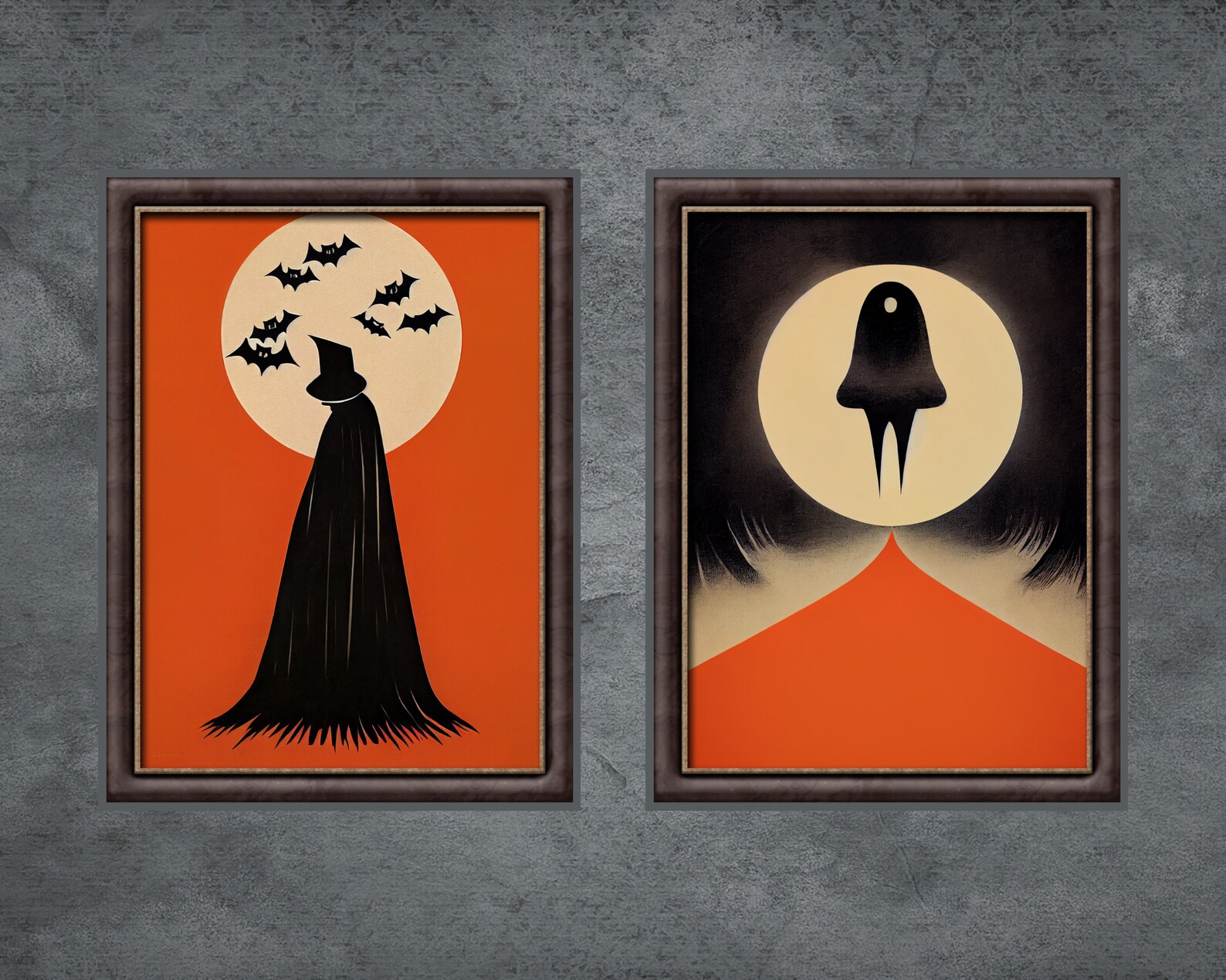 16 Abstract Halloween Art Prints, Minimalist Mid Century Modern Design ...