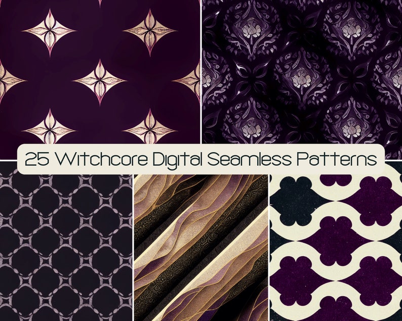 25 Witchcore Digital Seamless Patterns, Printable Scrapbook Paper ...