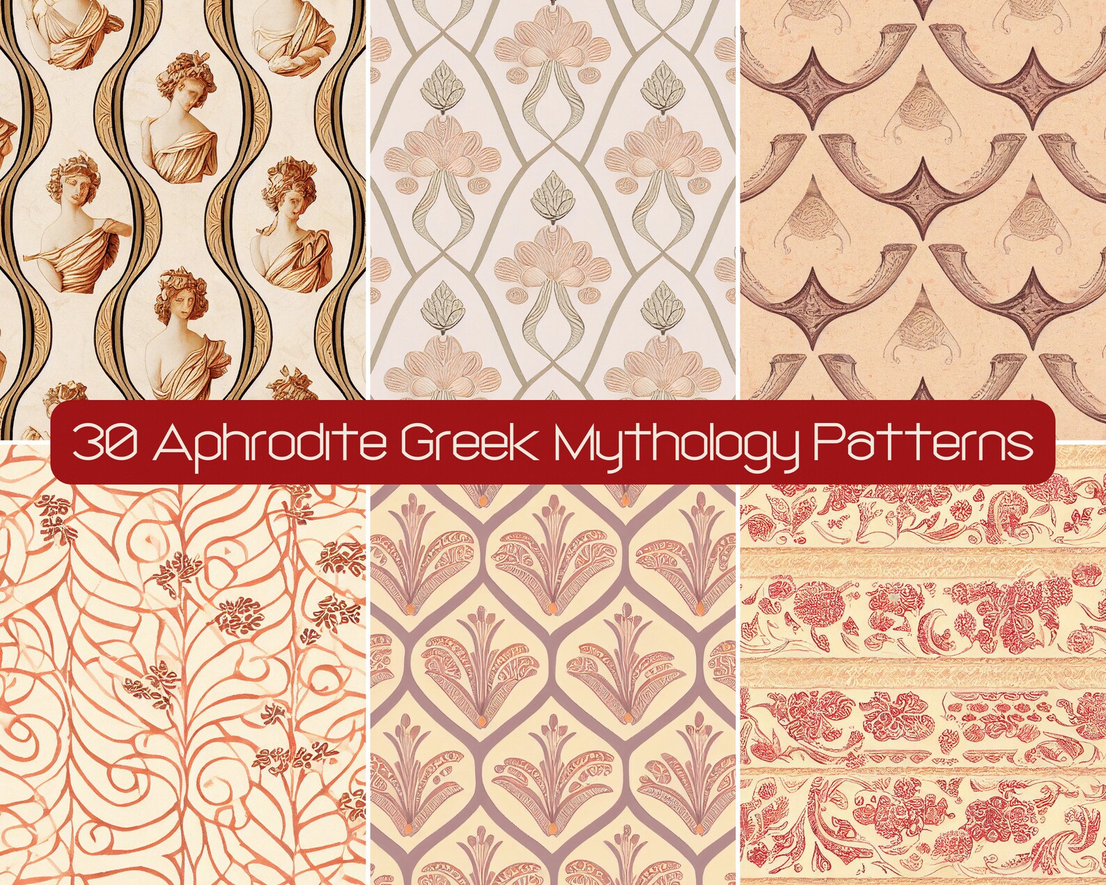 30 Aphrodite Aesthetic Patterns, Digital Scrapbook Paper Pack, Greek ...
