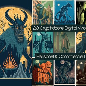 20 Cryptidcore Digital Wall Art, Printable Greeting Cards, Lovecraft ...
