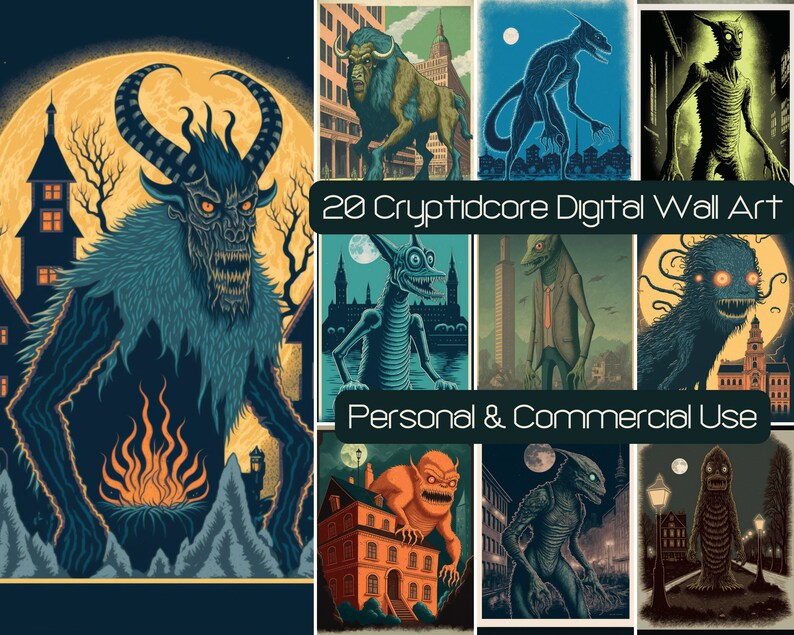 20 Cryptidcore Digital Wall Art, Printable Greeting Cards, Lovecraft ...