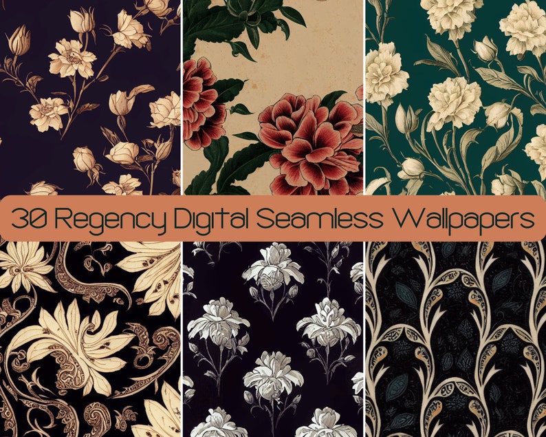 30 Regency Wallpaper Design, Digital Scrapbook Paper Pack, Commercial ...