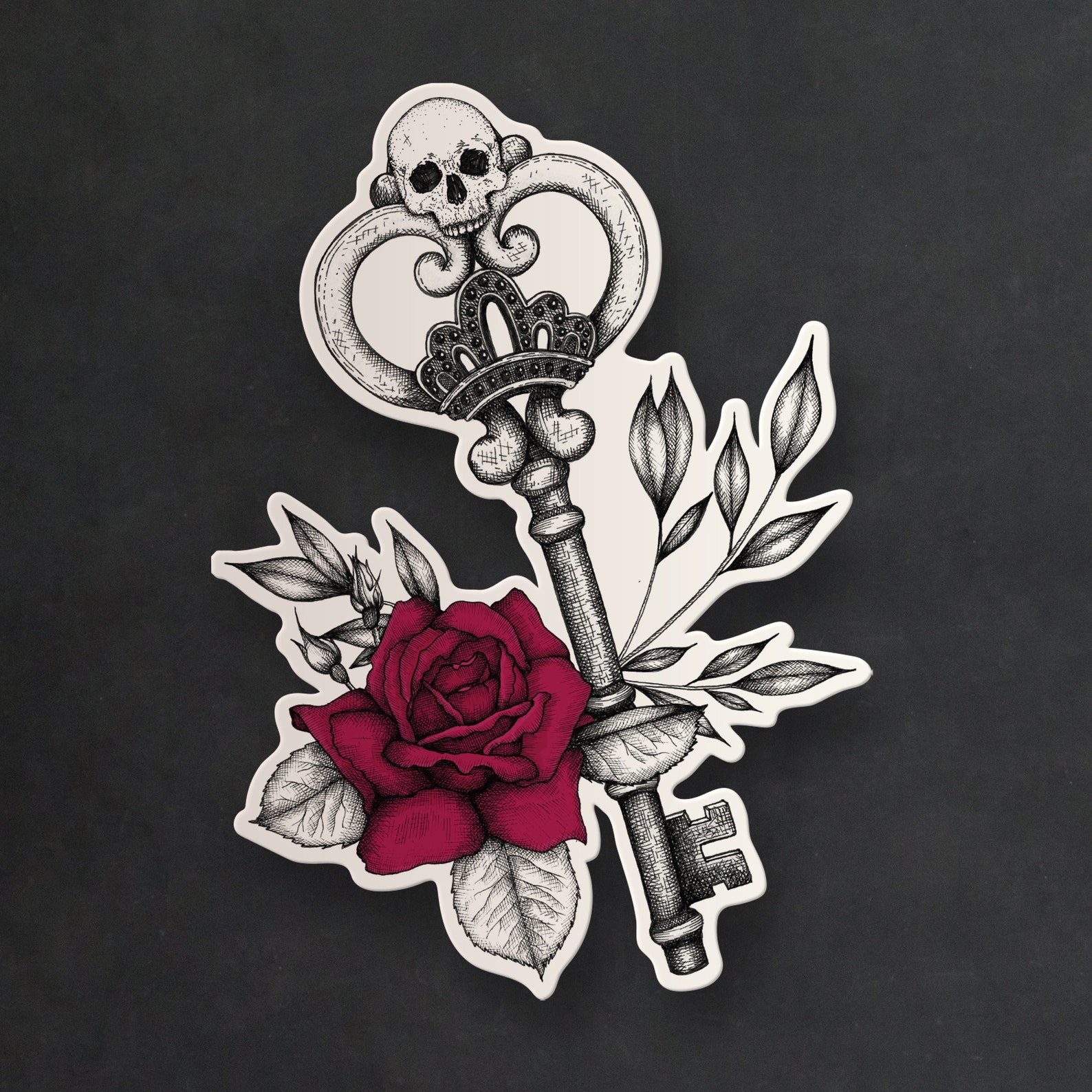 Skeleton Key Vinyl Sticker Lock and Key Gothic Key - Etsy UK