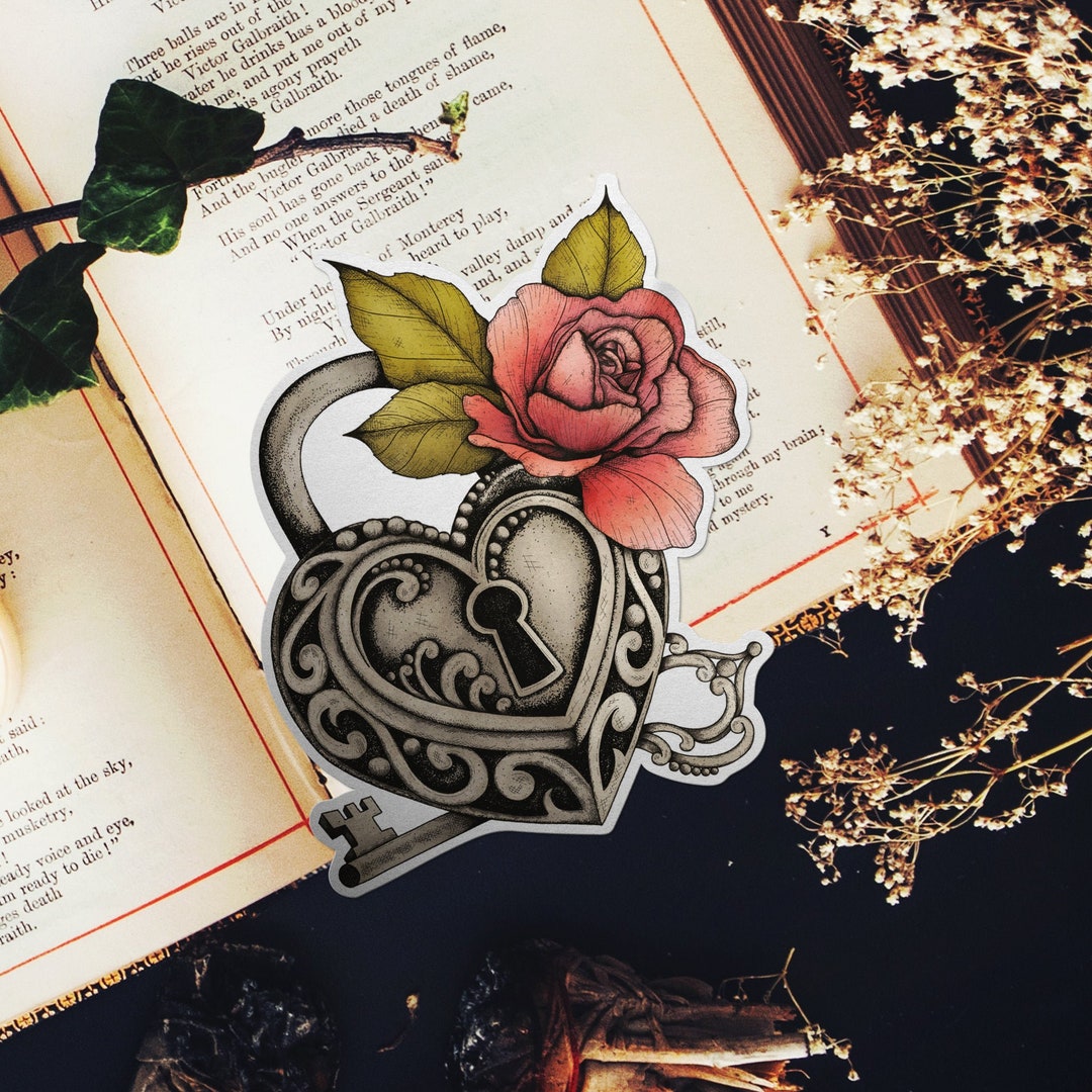 Lover's Lock Vinyl Sticker | Lock and Key | Gothic Padlock | Laptop ...
