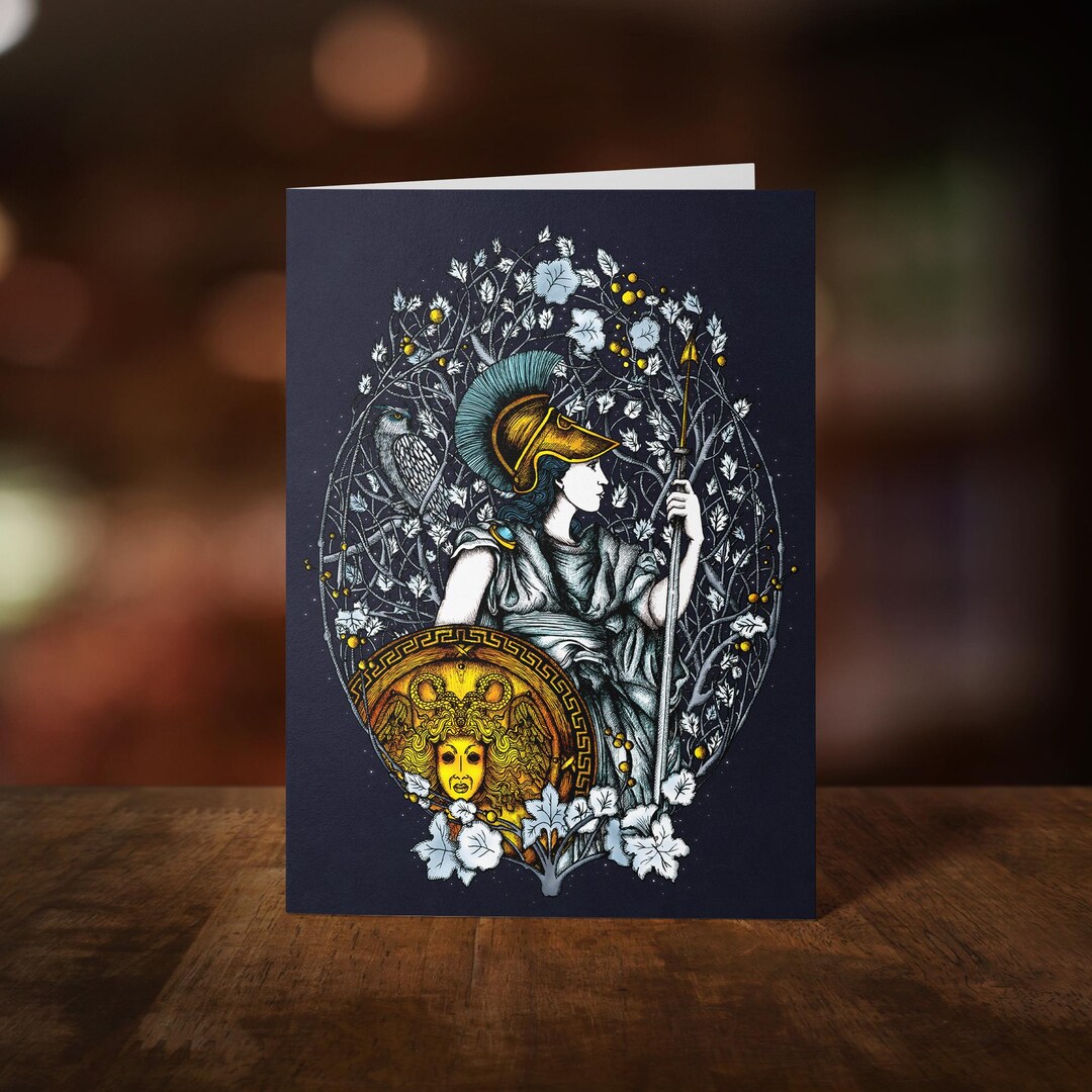 Athena Greeting Card - Greek Mythology - Goddess of Wisdom - Whimsigoth ...