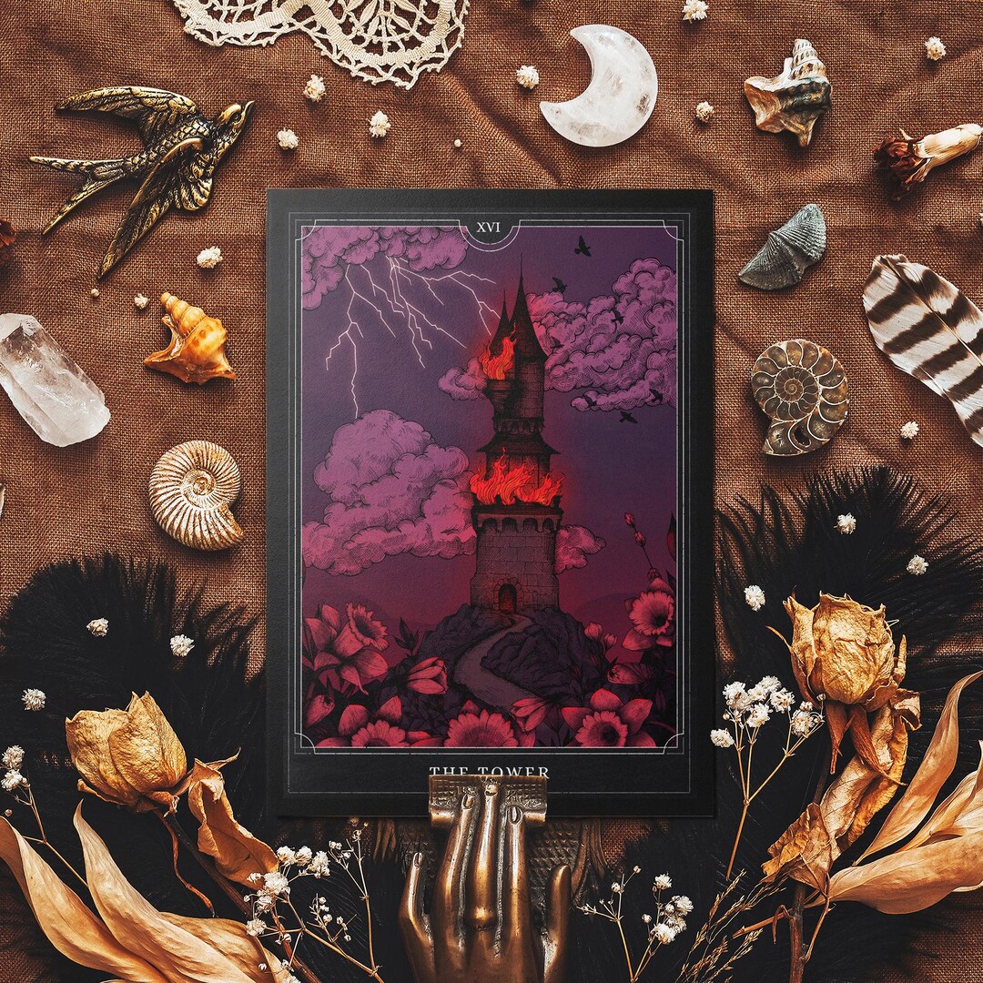 The Tower Tarot Postcard - Gothic Illustration for Tarot Lovers ...