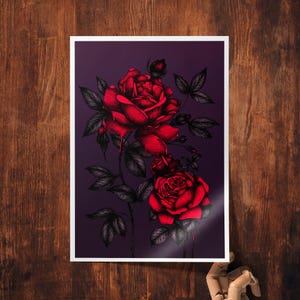 Bleeding Roses Giclée Print | Dark Romance | Rose Illustration ...