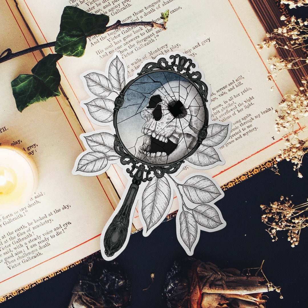 Skull Mirror Vinyl Sticker Magic Mirror Laptop Decal - Etsy