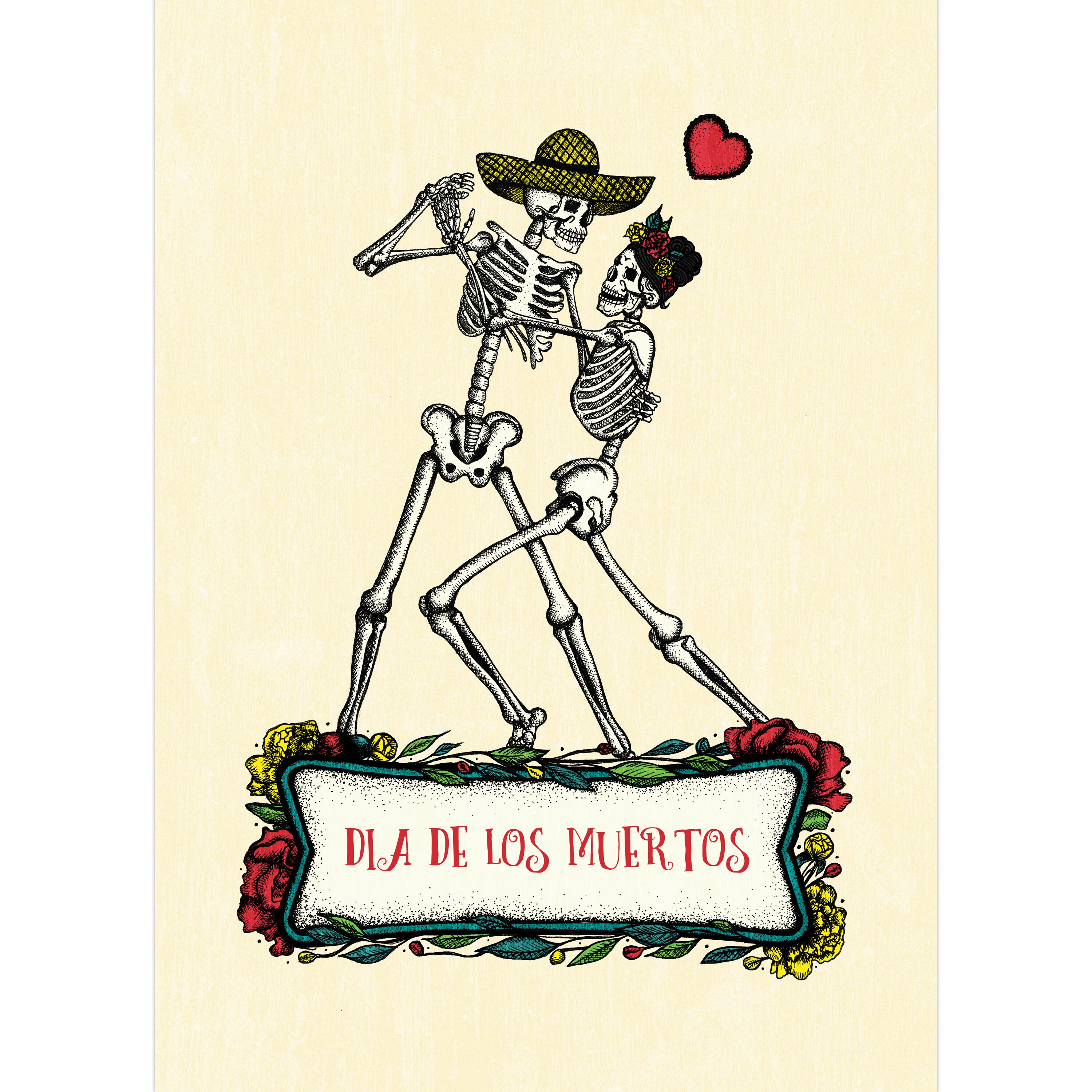 Day Of The Dead Art Print Skeleton Wall Art Dancing Etsy