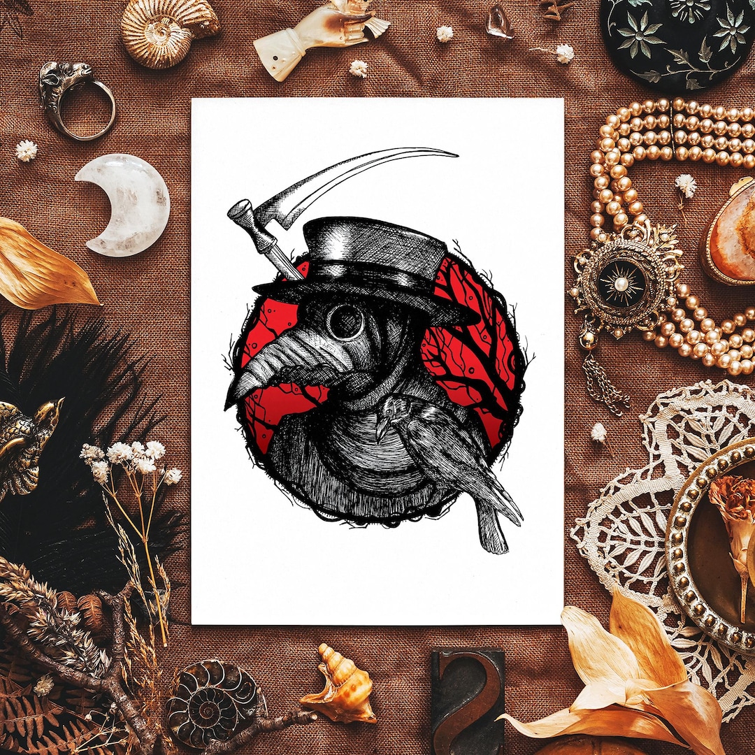 Plague Doctor Raven - Giclée Art Print - Gothic Dark Art - Macabre ...