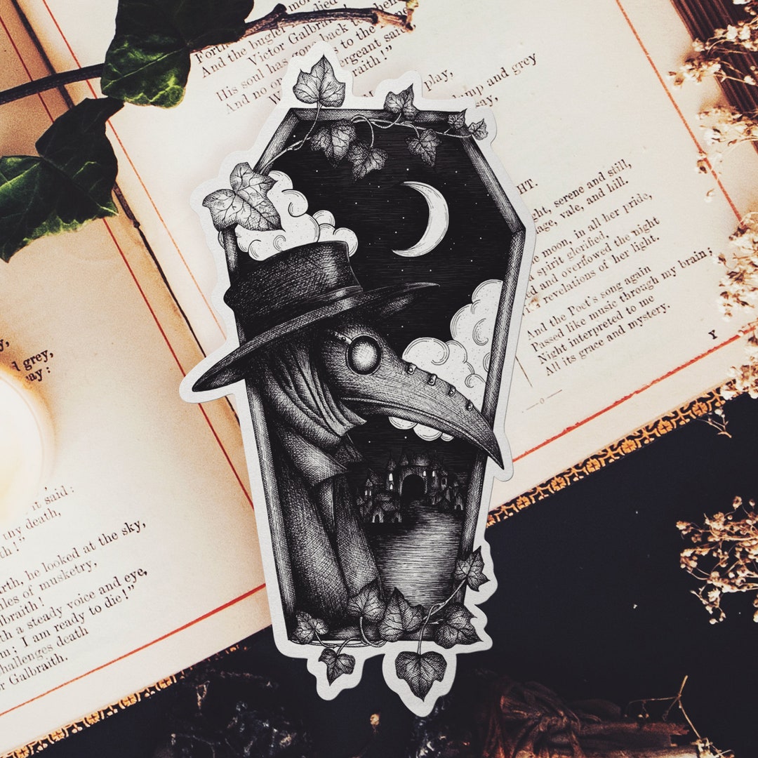Plague Doctor Vinyl Sticker | Horror Art | Coffin Illustration | Laptop ...