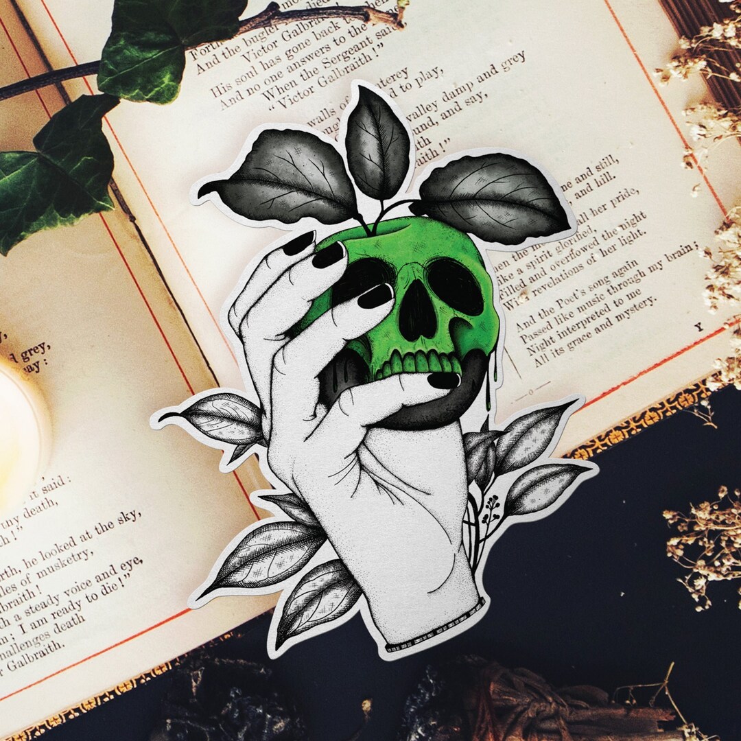 Skull Apple Vinyl Sticker | Poison Apple | Laptop Decal | Witchy ...
