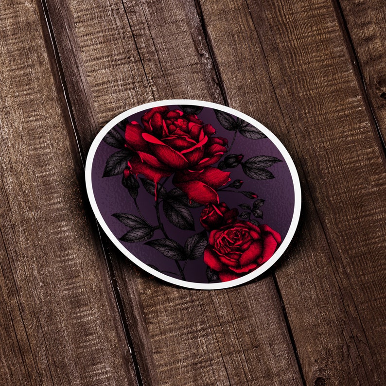 Bleeding Roses Vinyl Sticker Laptop Sticker Gothic Art | Etsy