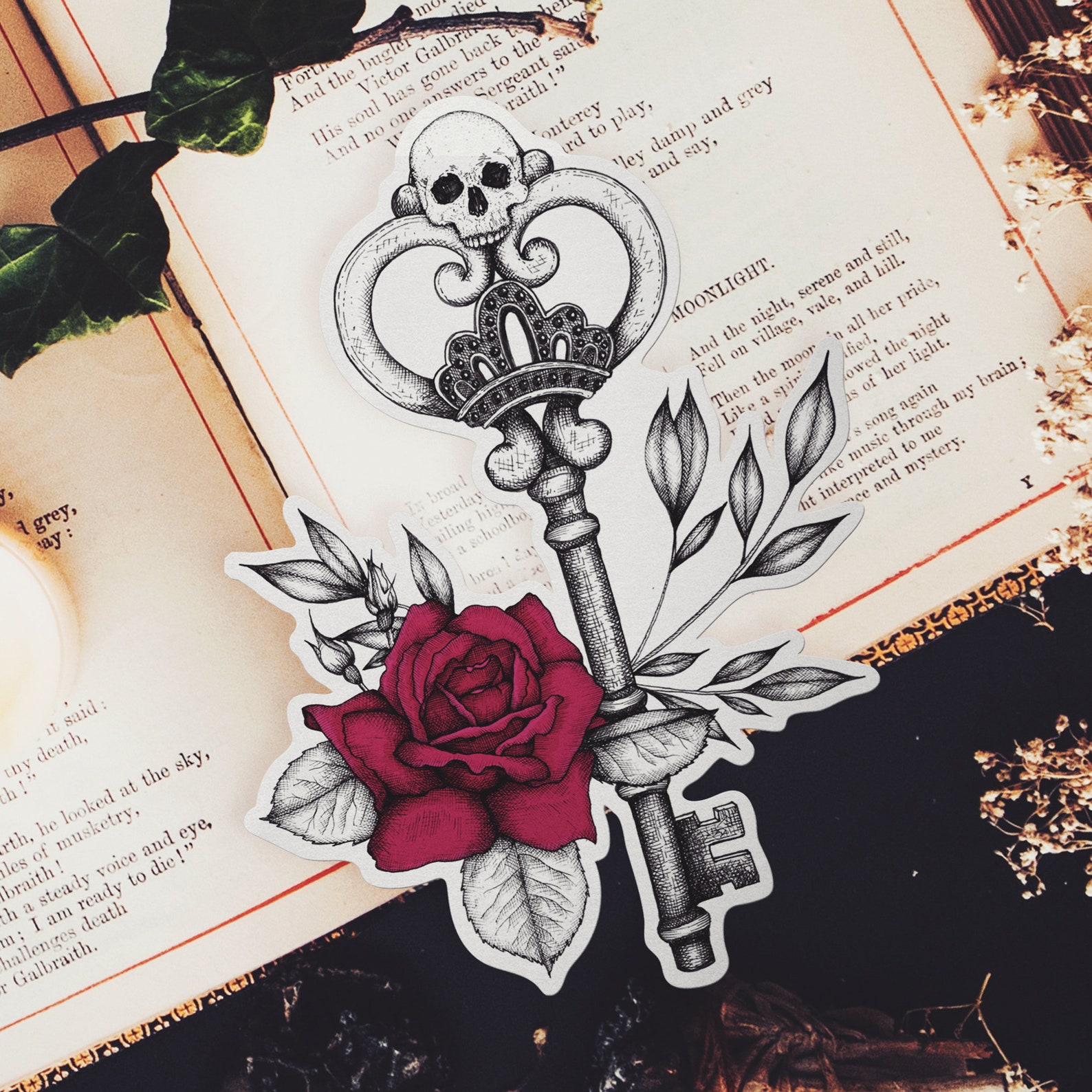 Skeleton Key Vinyl Sticker Lock and Key Gothic Key - Etsy UK