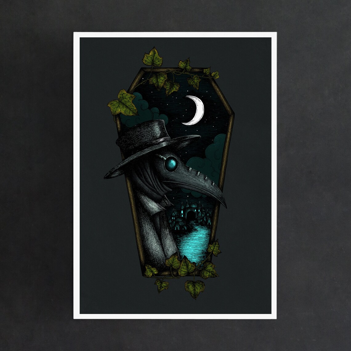 Plague Doctor Giclée Print Horror Art Print Coffin - Etsy