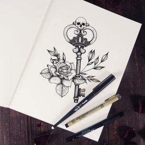 Skeleton Key Vinyl Sticker Lock and Key Gothic Key Laptop Decal Gothic ...