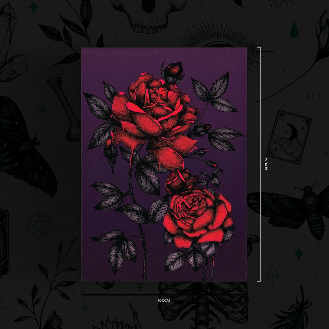 Bleeding Roses Postcard Dark Romance Rose Illustration - Etsy