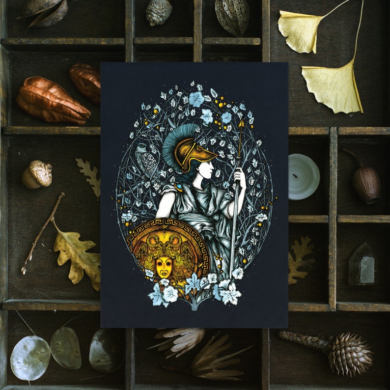 Goddess Athena Postcard Athena Mini Print Greek Mythology - Etsy UK