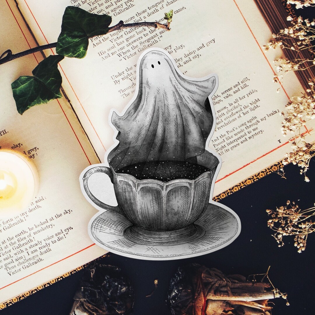Ghost Tea Vinyl Sticker Laptop Decal Ghost in a Teacup Halloween Gothic ...