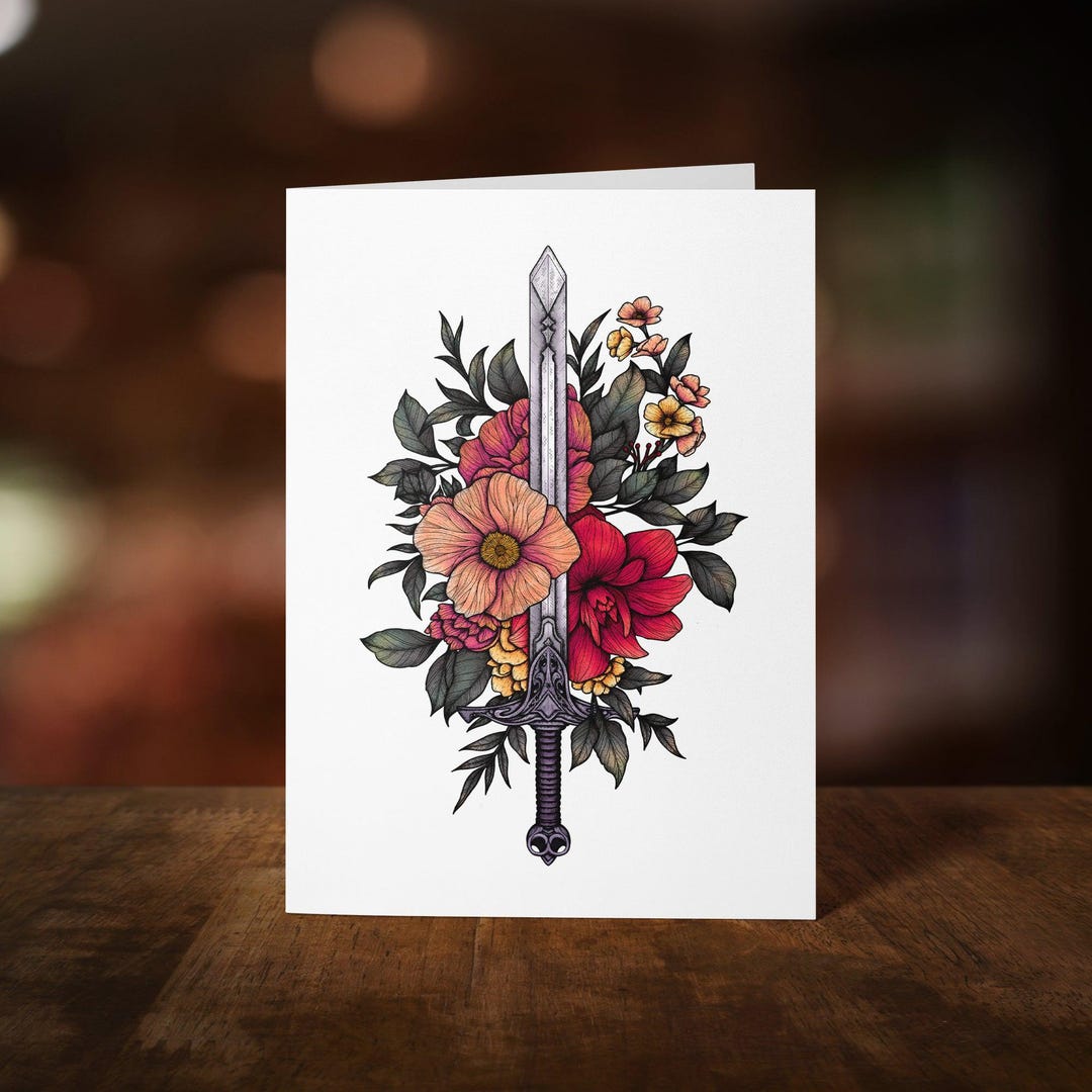 Floral Sword Greeting Card – Gothic Fantasy Art - Etsy