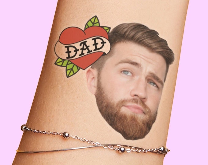 Traditional Heart Dad Temporary Tattoo - Etsy