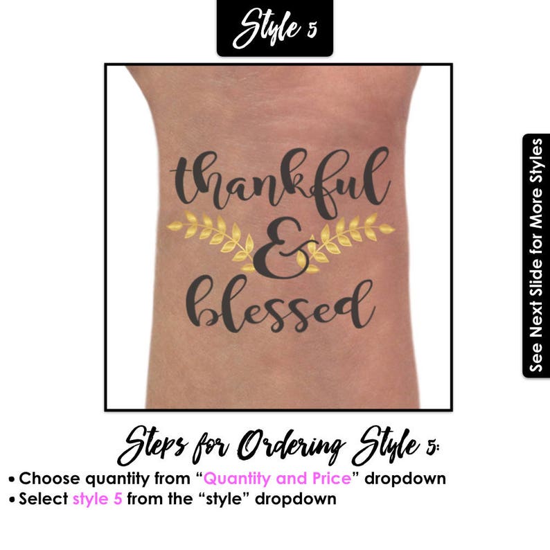 Thankful and Blessed Custom Tattoos Give Thanks | Etsy