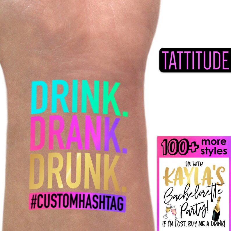 Drink Drank Drunk Party Tattoos Bachelorette Birthday - Etsy