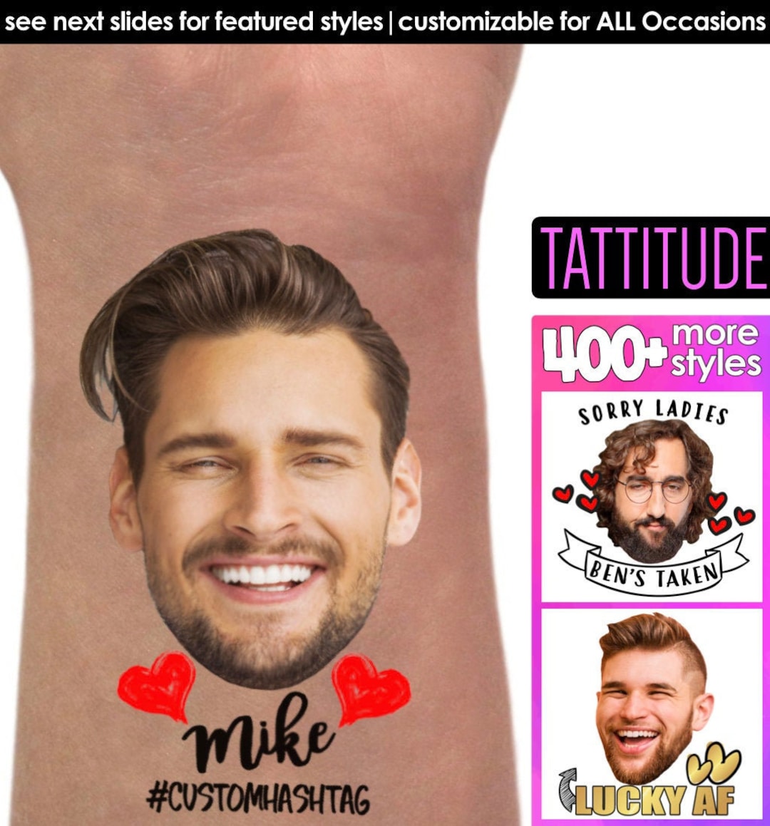 Grooms Face Bachelorette Party Tattoo Groom Face Tattoo Bachelorette