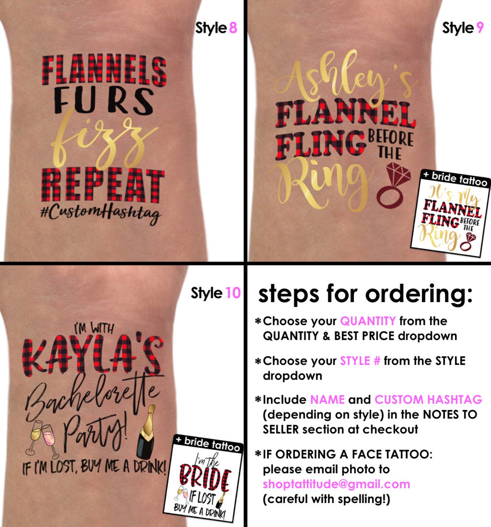 Flannel Fling Bachelorette Party Tattoos Flannel and Fizz | Etsy