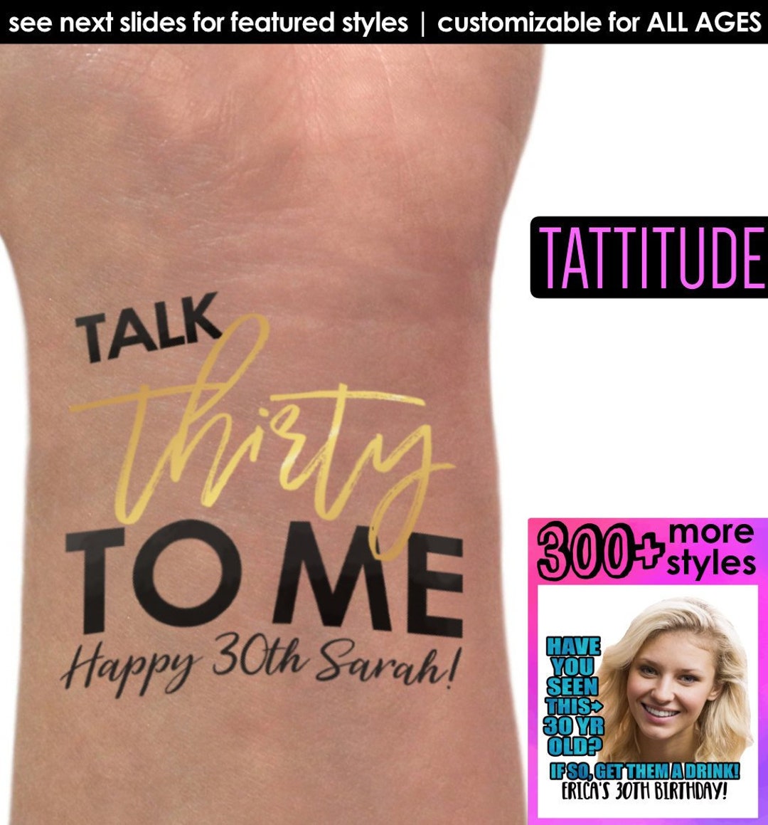 Talk Thirty to Me Tattoo, Gold Tattoo, Dirty Thirty, Dirty 30 Tattoo ...