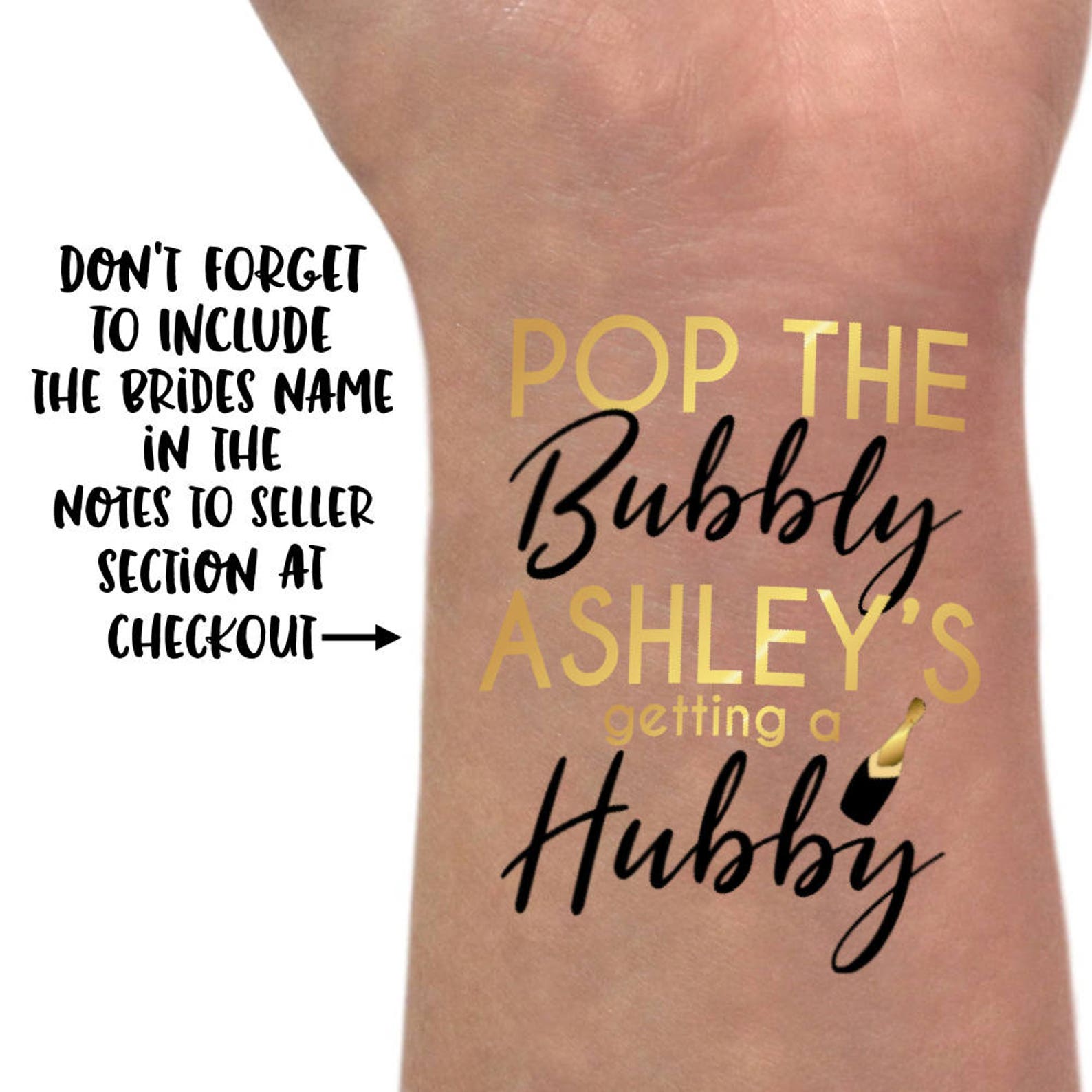 Pop The Bubbly Im Getting A Hubby Bachelorette Party Tattoos Etsy