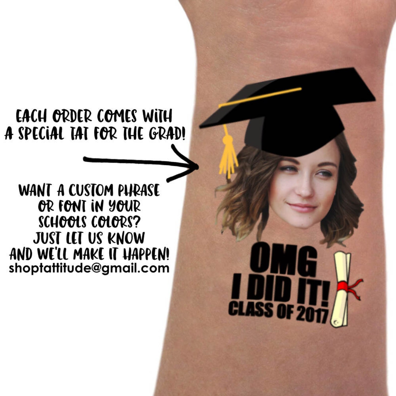 Custom Graduation Tattoos Graduation Party Favors | Etsy