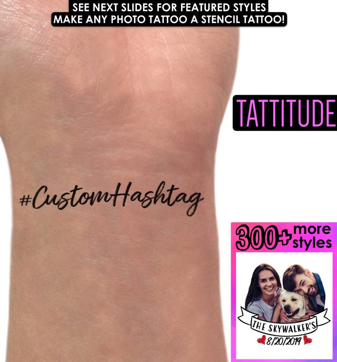Wedding Hashtag - Bachelorette Party Temporary Tattoo - Custom Hashtag ...