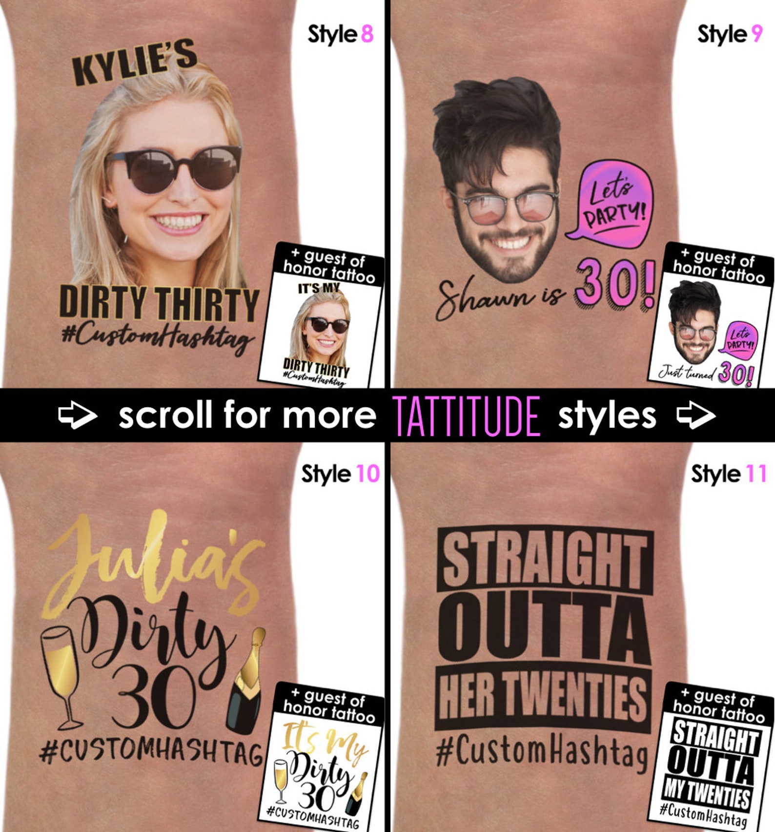 30th Birthday Party Custom Personalized Temporary Tattoos | 30th ...