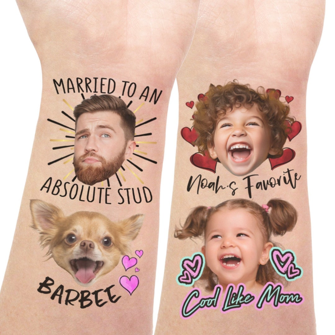 Custom Personalized Face Tattoos Gift for Wife, Christmas Gift for Her ...