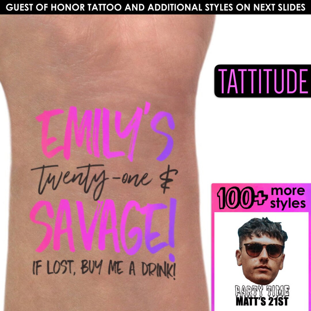 21st Birthday Party Decorations Custom Personalized Tattoos, Tattoo ...