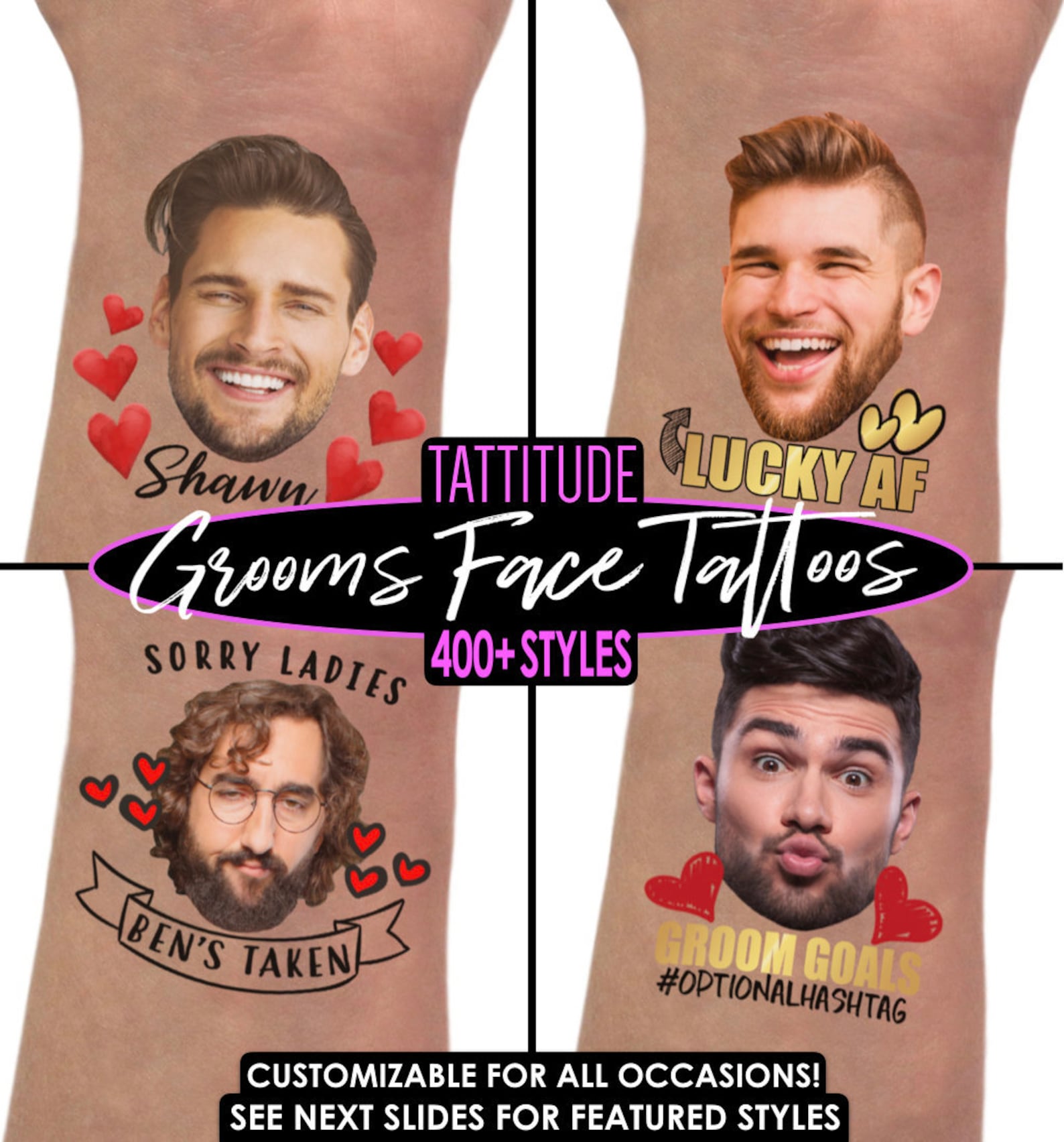 Custom Temporary Tattoos, Custom Tattoos, Custom Face Tattoos, Photo ...