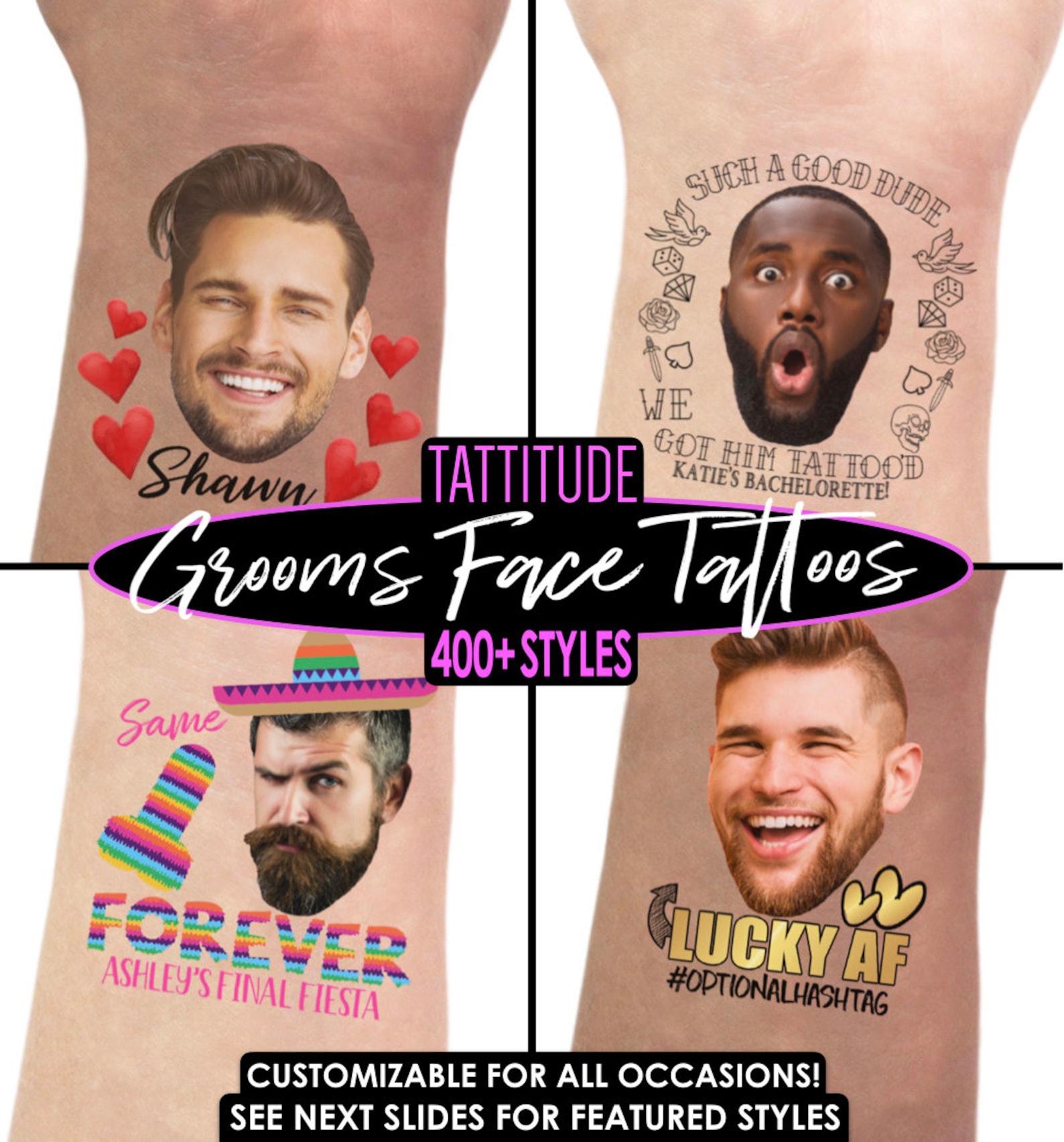 Grooms Face Bachelorette Party Tattoo, Groom Face Tattoo, Bachelorette ...