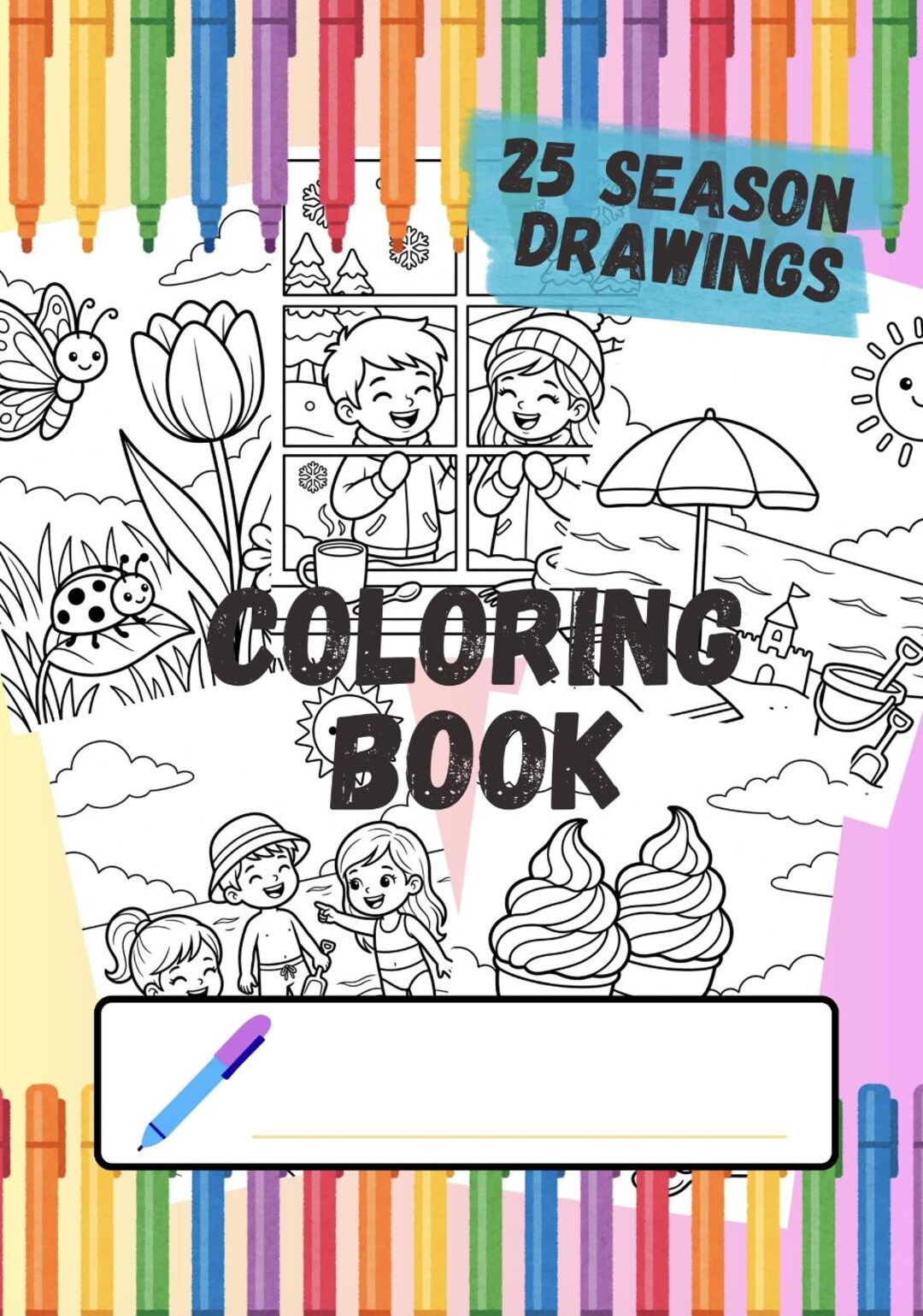 SEASONS - 25 Seasonal Coloring Pages for Kids | Printable Coloring Book ...