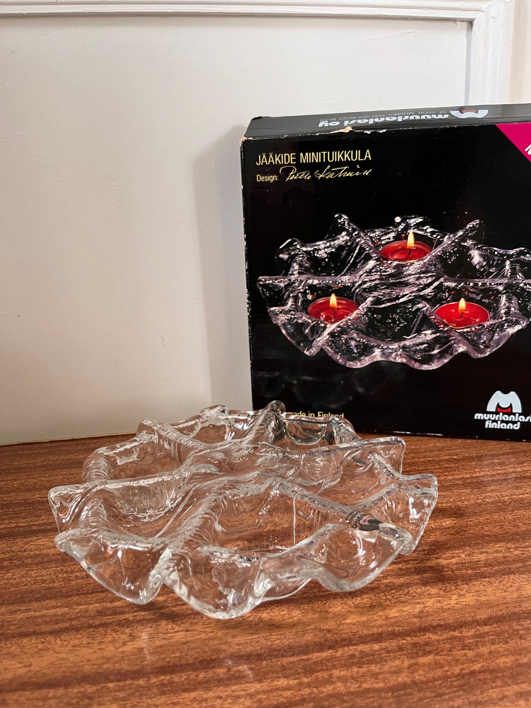 Vintage Muurla Finland Crystal Glass Candle Holder, Glass Tea Light ...