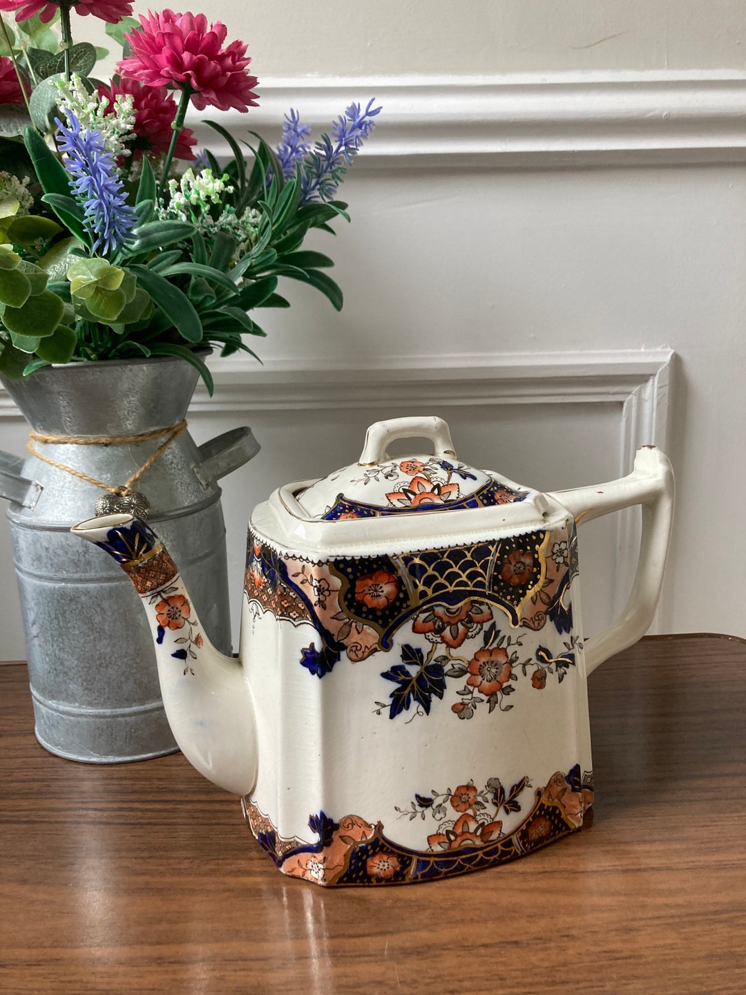 Victorian 1890s Stoke Pottery Tea Pot, Floral Antique Tea Pot, Venice ...