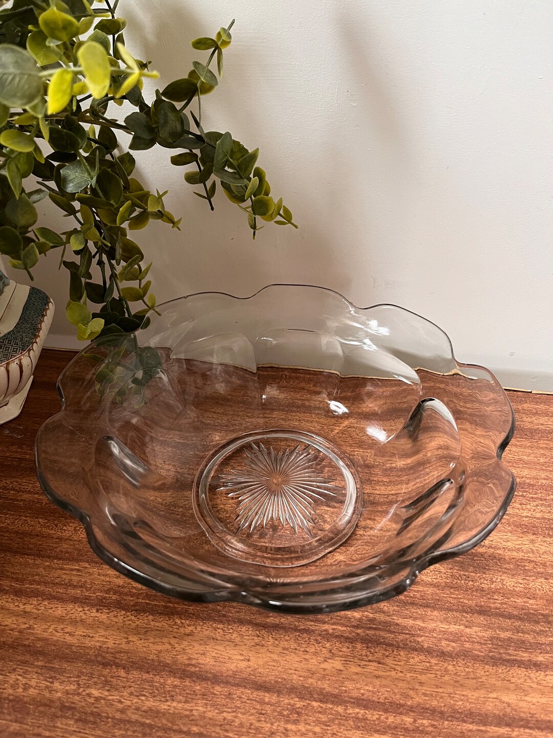 Vintage Clear Glass Dish, Vintage Art Deco Glass, Vintage Serving Dish ...