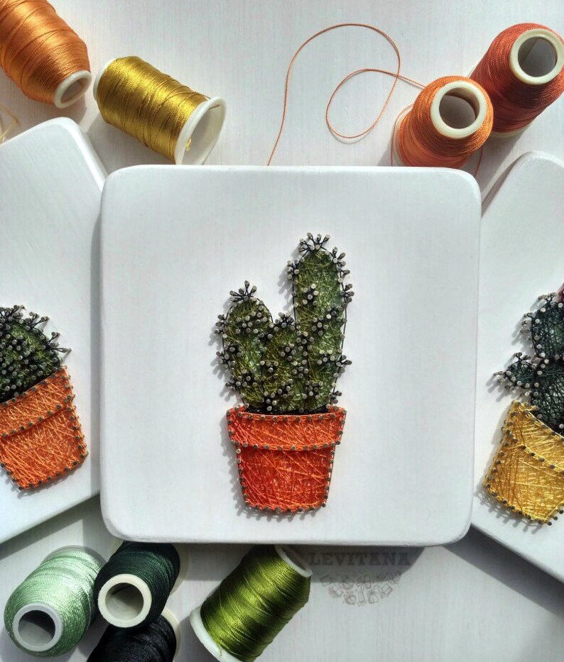 String Art Сactus String Art Wood Wall Art Cactus - Etsy